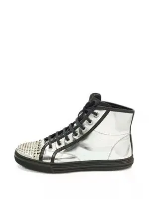 Gucci Stud-embellished Leather Sneakers - Silver