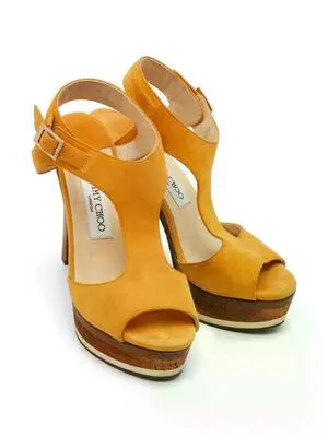 JIMMY CHOO Suede T-strap Platform Sandals