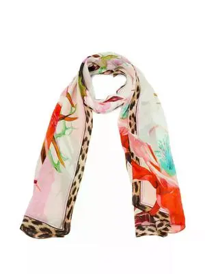 Roberto Cavalli Floral-print Silk Stole - Neutrals