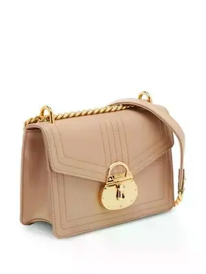 Prada Lock Flap Leather Shoulder Bag - Neutrals