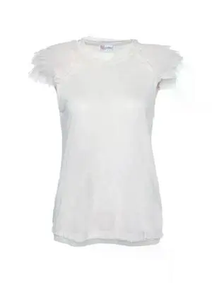 Red Valentino Tulle-sleeve Crew Neck T-shirt - Pink