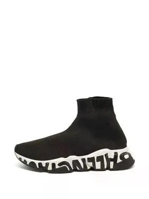 Balenciaga Speed Graffiti High-top Sneakers - Black