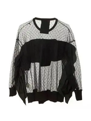 Red Valentino Pointelle Tulle Ruffled Top
