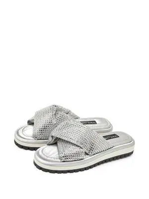 Dolce & Gabbana Crystal Embellished Crossover Platform Sandals