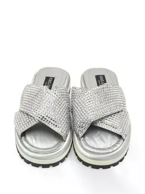Dolce & Gabbana Crystal Embellished Crossover Platform Sandals