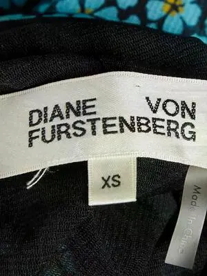 Diane Von Furstenberg Black Floral Print Ruched High Neck Sleeveless Dress