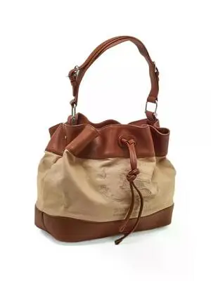 Burberry Leather Embroidered Logo Bucket Bag
