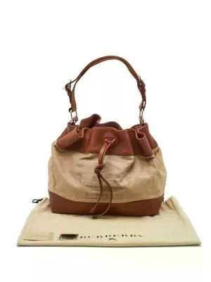 Burberry Leather Embroidered Logo Bucket Bag