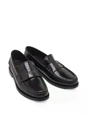 Fendi Logo-embossed Brushed Loafers - Black