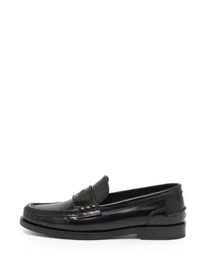 Fendi Logo-embossed Leather Loafers - Black