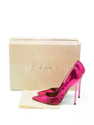JIMMY CHOO Snakeskin-embossed Pointed-toe Pumps