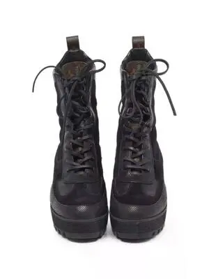 LOUIS VUITTON Laureate Leather And Suede Combat Boots