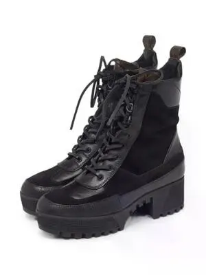 LOUIS VUITTON Laureate Leather And Suede Combat Boots