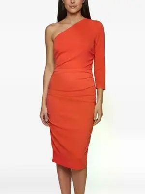 Elisabetta Franchi One-shoulder Ruched Midi Dress - Orange