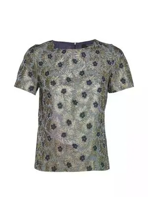 Max Mara Floral-brocade Blouse - Blue