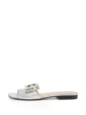 Gucci Madelyn Crystal-set Metallic Calf Leather Slip-on Sandals