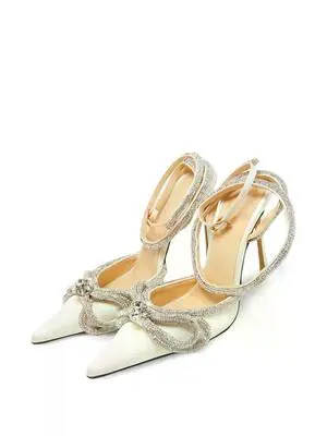 Mach & Mach Double Bow Crystal-embellished Heeled Pumps