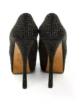 GIUSEPPE ZANOTTI Liza Crystal-embellished Peep-toe Pumps - Black