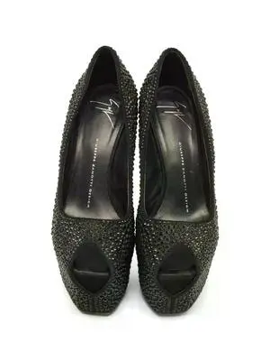 GIUSEPPE ZANOTTI Liza Crystal-embellished Peep-toe Pumps - Black