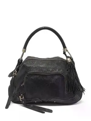 AIGNER Leather Shoulder Bag With Tassel Detail - Black