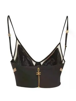 Elisabetta Franchi Bustier Top With Sheer Tulle Inserts