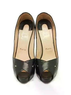 CHRISTIAN LOUBOUTIN Academia Leather Peep Toe Pumps