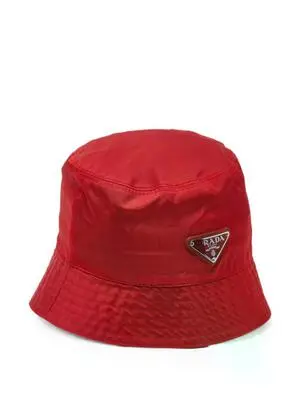 Prada Enamel Triangle Logo Bucket Hat