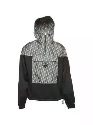 Dior X Stüssy Blurred Oblique Quarter-zip Hoodie - Black