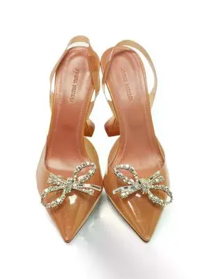 Amina Muaddi Holli Glass Bow-detail Slingback Pumps