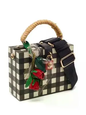 Dolce & Gabbana Dolce Box Gingham Raffia Tote Bag - Black