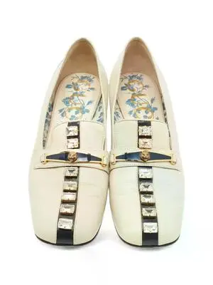 Gucci Crystal-embellished Block-heel Loafer Pumps