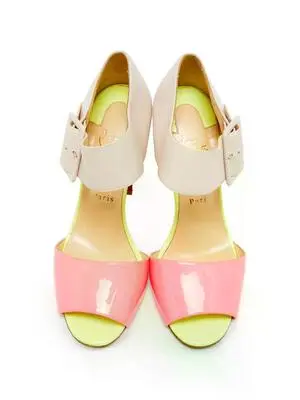 CHRISTIAN LOUBOUTIN Beige Patent Ankle-strap Sandals