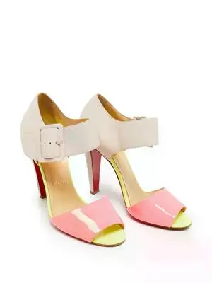 CHRISTIAN LOUBOUTIN Beige Patent Ankle-strap Sandals