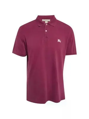 Burberry Embroidered Cotton Pique Polo Shirt - Red