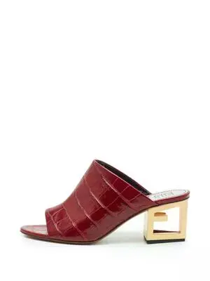 Givenchy Triangle Croc-embossed Heeled Mules - Red