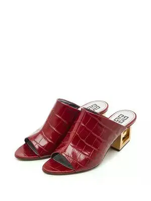 Givenchy Triangle Croc-embossed Heeled Mules