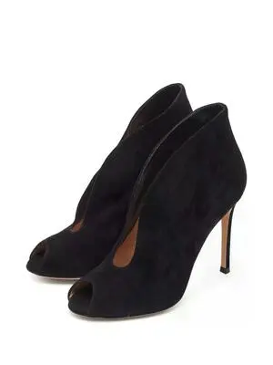 GIANVITO ROSSI Suede Vamp Peep-toe Stiletto Heeled Ankle Boots
