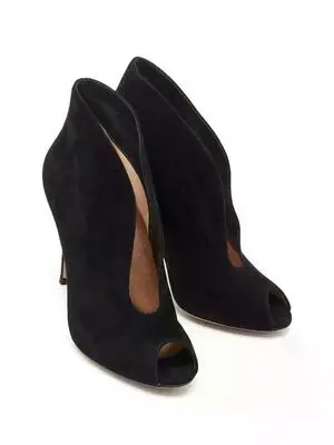 GIANVITO ROSSI Suede Vamp Peep-toe Stiletto Heeled Ankle Boots