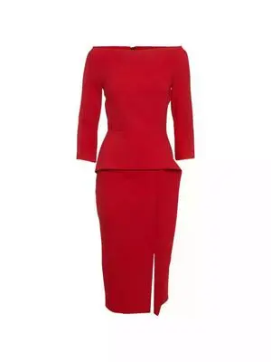 Roland Mouret Peplum Midi Dress - Red
