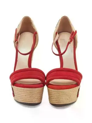 Gucci Floral-embroidered Wedge Sandals