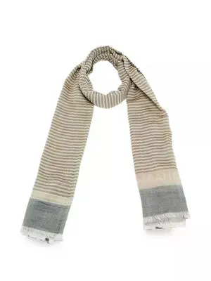 FERRAGAMO Striped Fringed Scarf - Neutrals