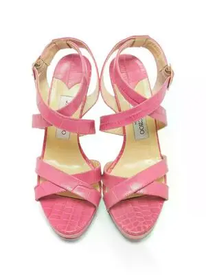 JIMMY CHOO Lottie Croc-embossed Leather Heeled Sandals