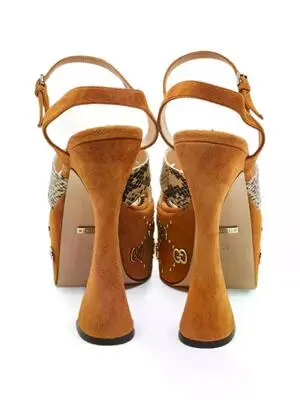 Gucci Interlocking G Snakeskin-effect Heeled Suede Sandals