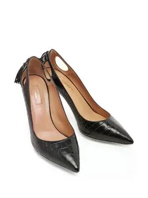 AQUAZZURA Croc-embossed Tassel Pumps