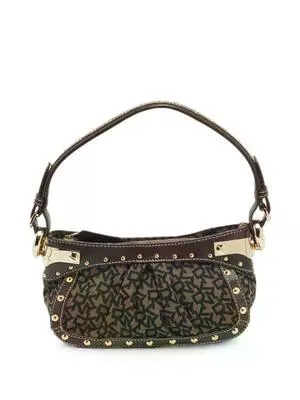 Dkny Studded Logo-jacquard Shoulder Bag - Neutrals