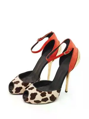 GIUSEPPE ZANOTTI Leopard-print Ankle-strap Sandals - Neutrals