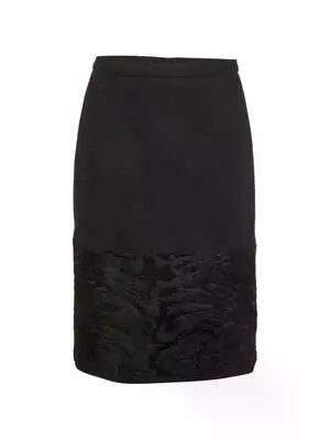 Dolce & Gabbana Fur-trim Midi Skirt - Black