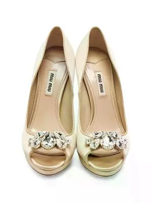 Miu Miu Crystal-embellished Platform Pumps
