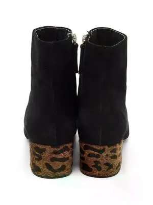 GIUSEPPE ZANOTTI Leopard Print Block Heel Ankle Boots