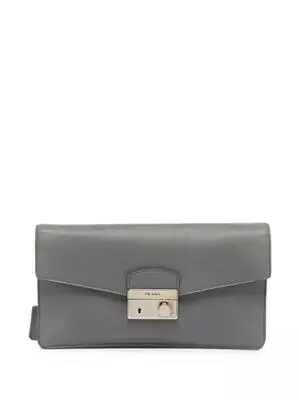 Prada Saffiano Soft Clutch Bag - Grey